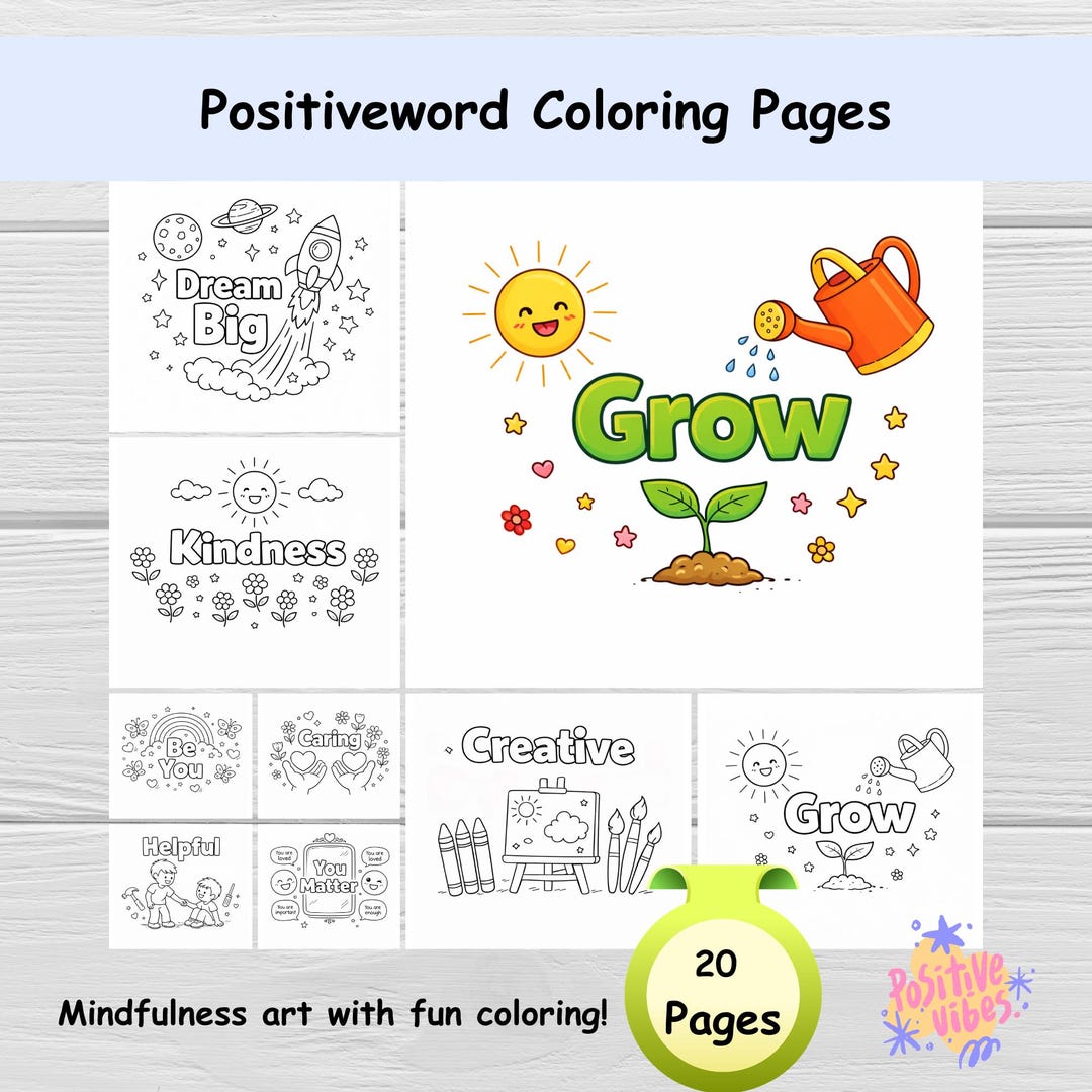 Positive Affirmation Coloring Pages for Kids – Mindfulness Art (20 ...