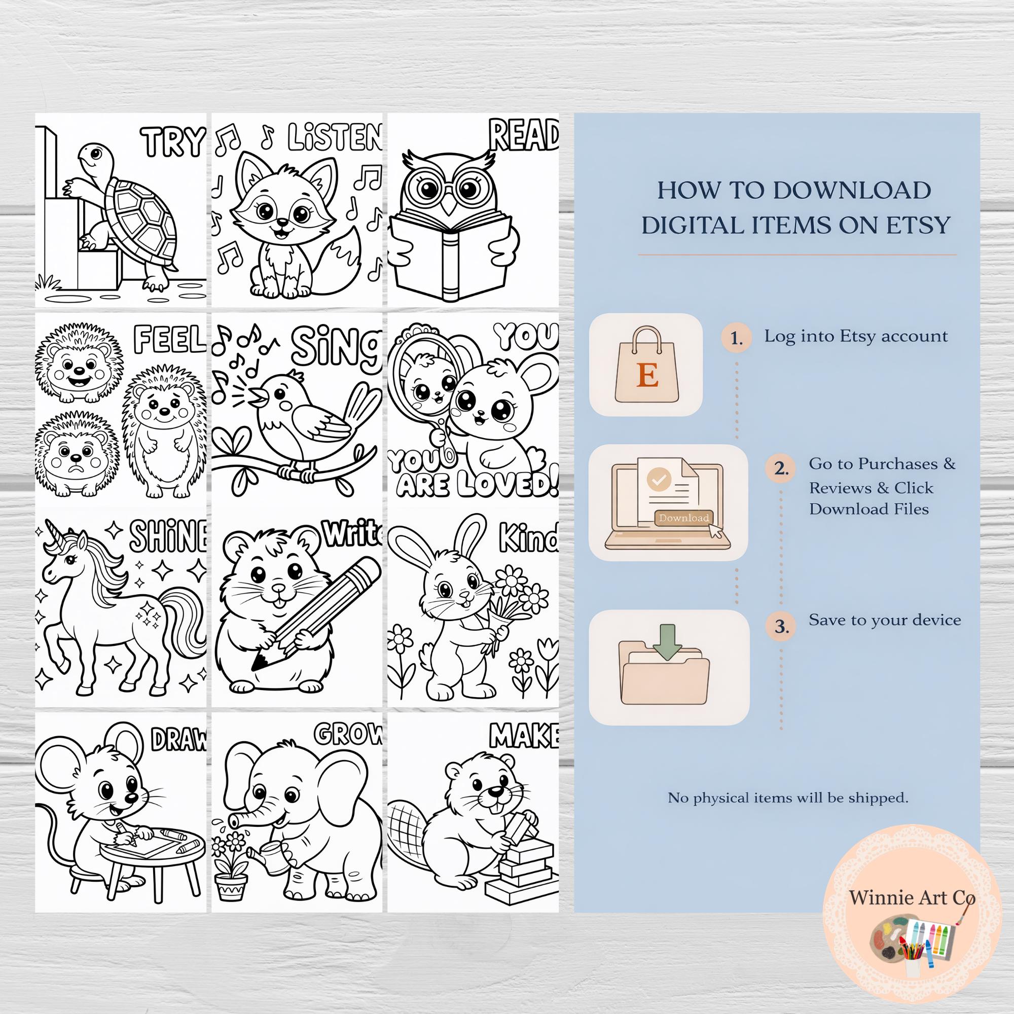 Kawaii Animal Sight Word Coloring Pages – 30 Printable Worksheets (PDF ...