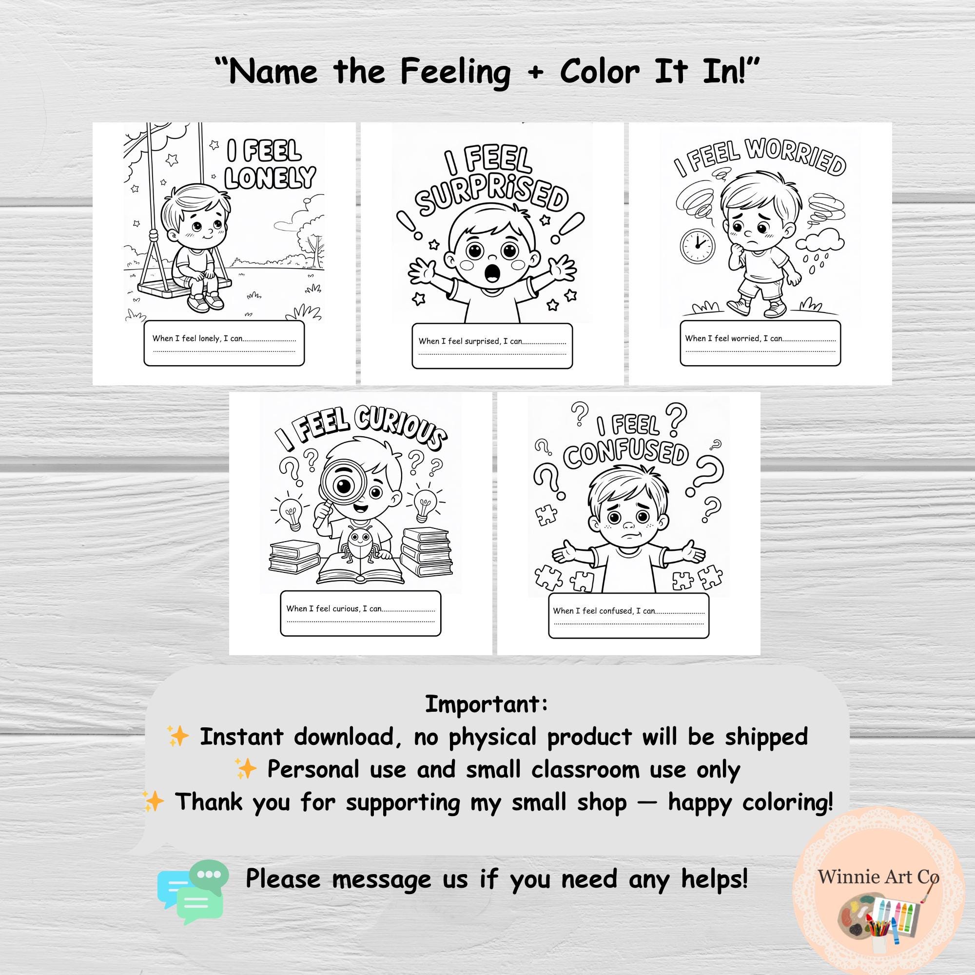 Feelings Coloring Pages for Kids – SEL Emotions Activity (PDF Download ...