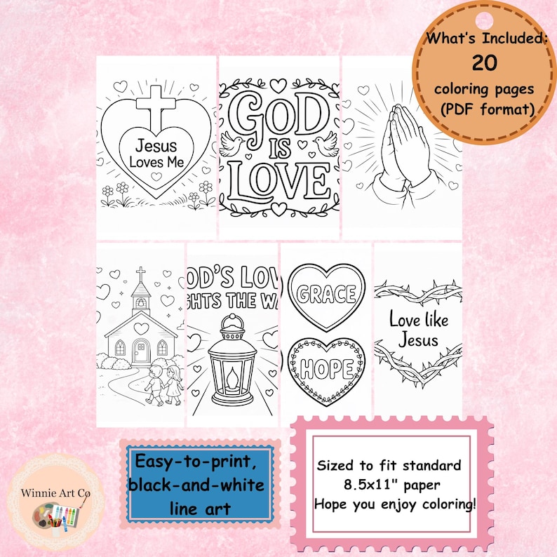 Christian Coloring Pages for Kids – Bible Verse Activity (instant ...
