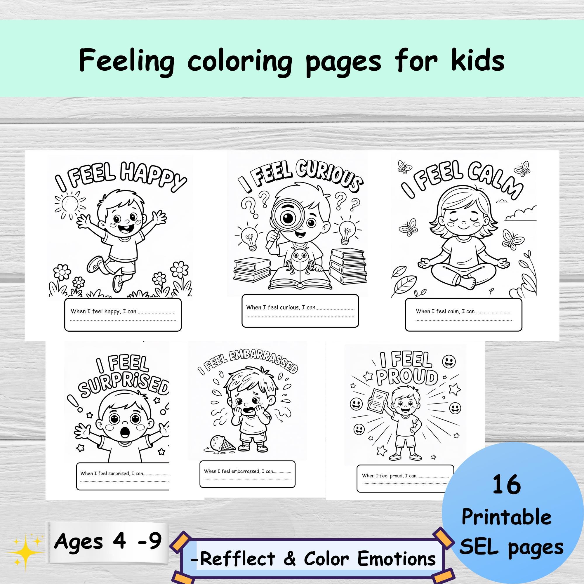 Feelings Coloring Pages for Kids – SEL Emotions Activity (PDF Download ...