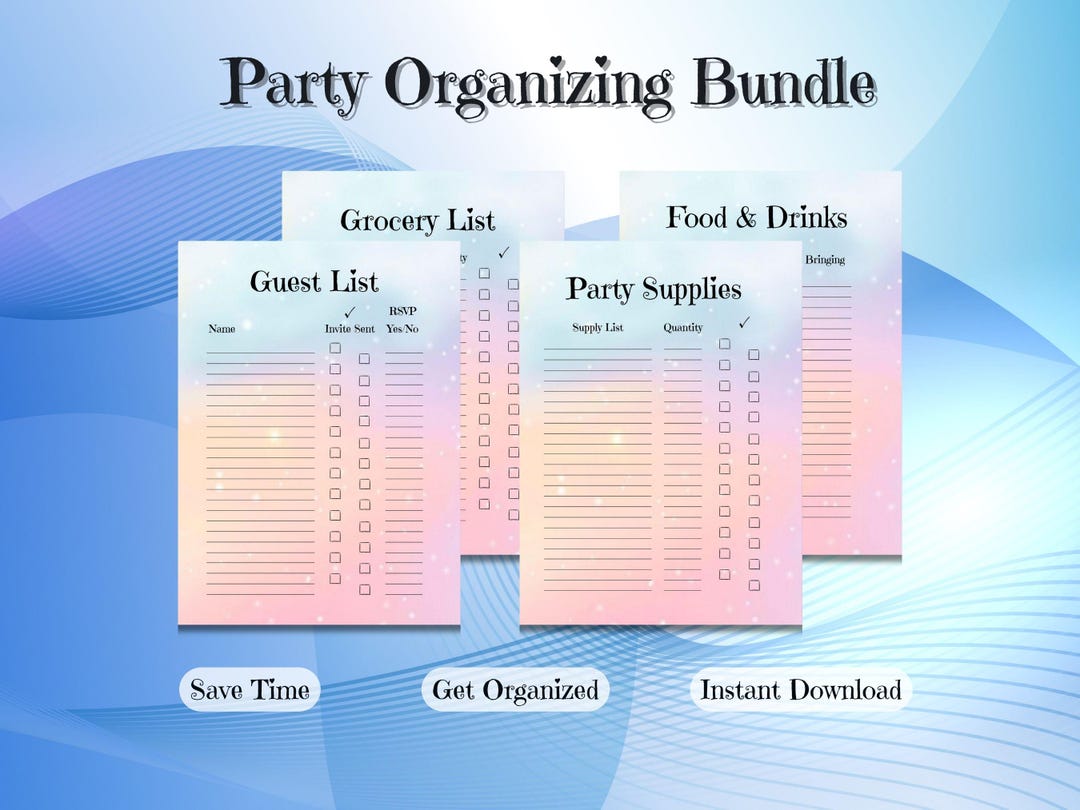 Party Planning Bundle, Organizing Templates, Get-together Planning ...