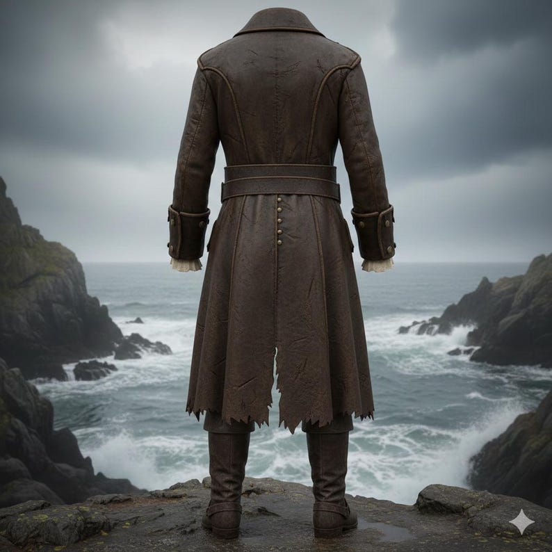 Vintage Pirate Captain Leather Trench Coat, Swashbuckler Sea Farer ...
