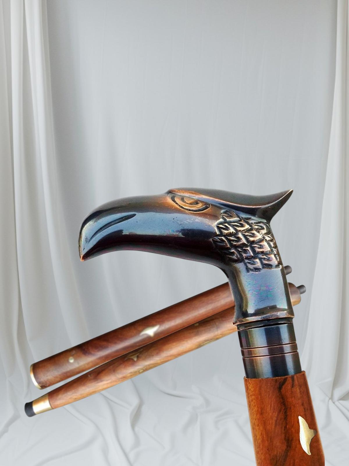 Vintage Solid Brass Eagle Head Walking Cane | Rare Collector Gentleman ...