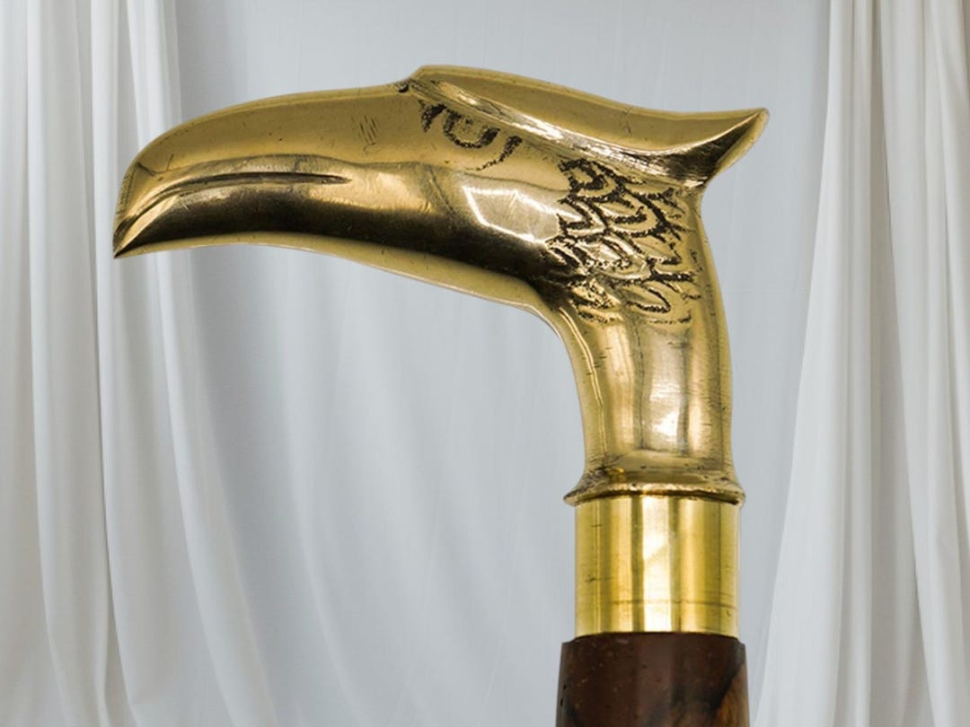 Vintage Solid Brass Eagle Head Walking Cane | Rare Collector Gentleman ...