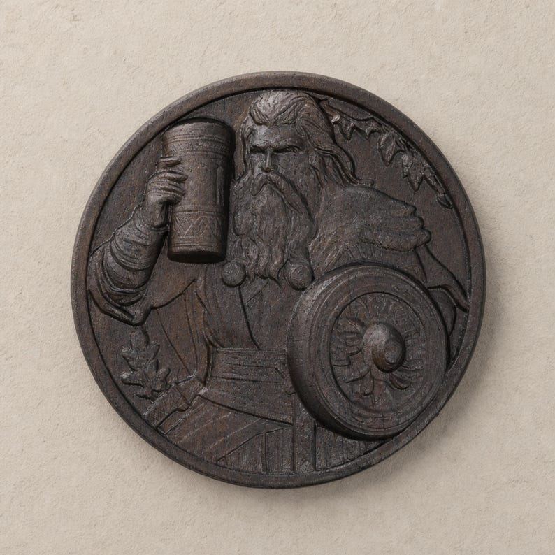 Viking Warrior STL File, Norse Odin 3D Relief Model, Pendant Wall Art ...