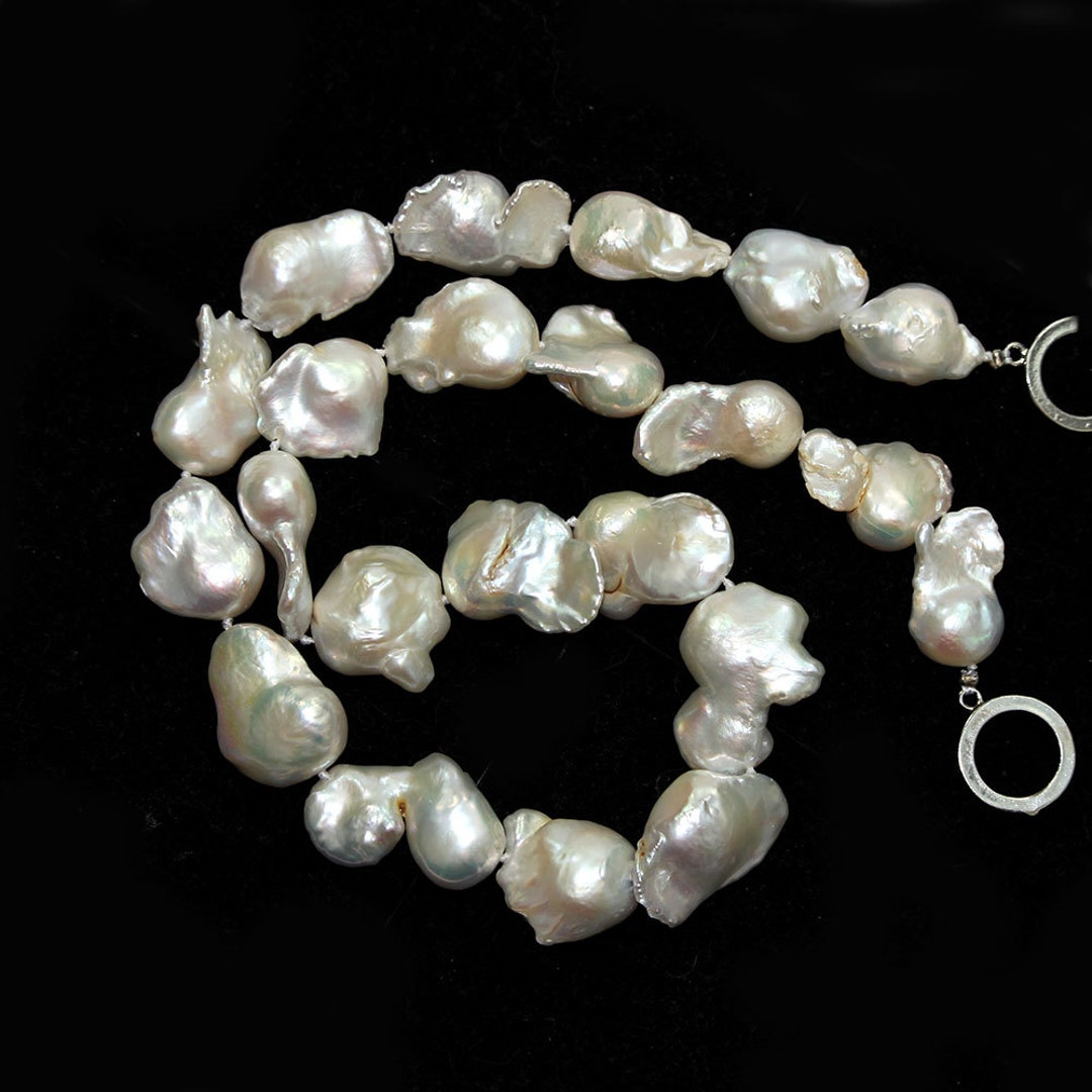Fireball Baroque White Freshwater Pearl Large Focal 4 Pieces Silvery ...