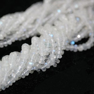 Rainbow Moonstone Micro Faceted Rondelles Set of 20 Blue Flash | Etsy