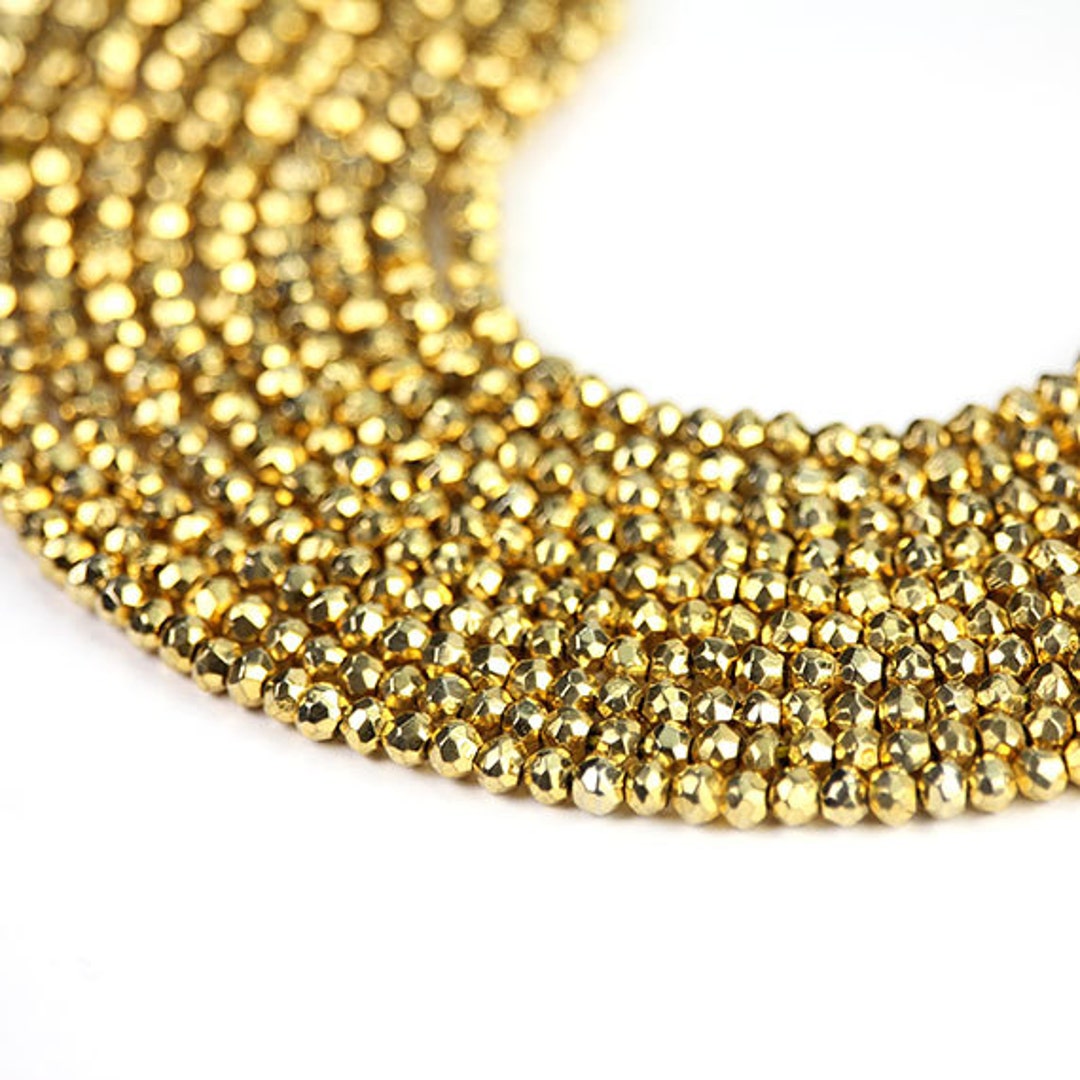 Gold Pyrite Micro Faceted Rondelles Gold Semi Precious Gemstones - Etsy