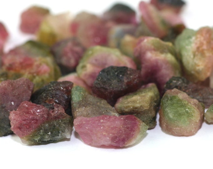 Watermelon Tourmaline Rough Crystal 20 Carats Green Pink Semi Precious ...