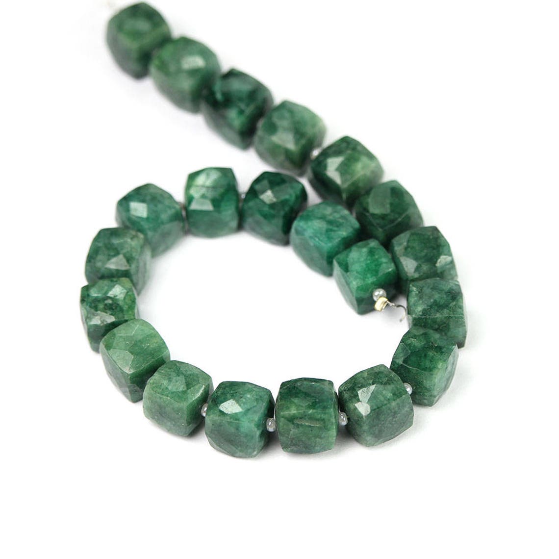 Emerald Faceted Cube Beads 1 Green Precious Gemstones - Etsy