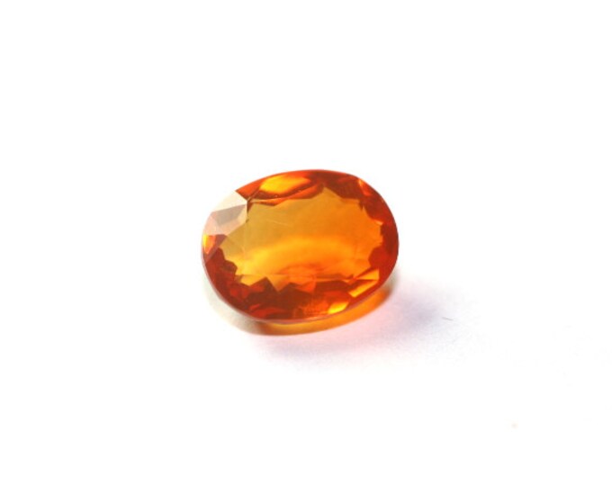 Mexican Fire Opal Oval Faceted Loose Gemstone Deep Orange Fire Semi ...