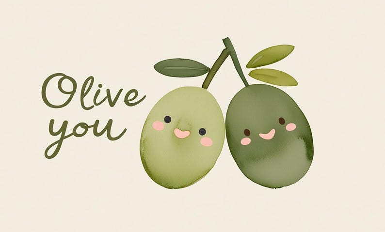 Olive You - Minimalist Digital Wall Art - Etsy