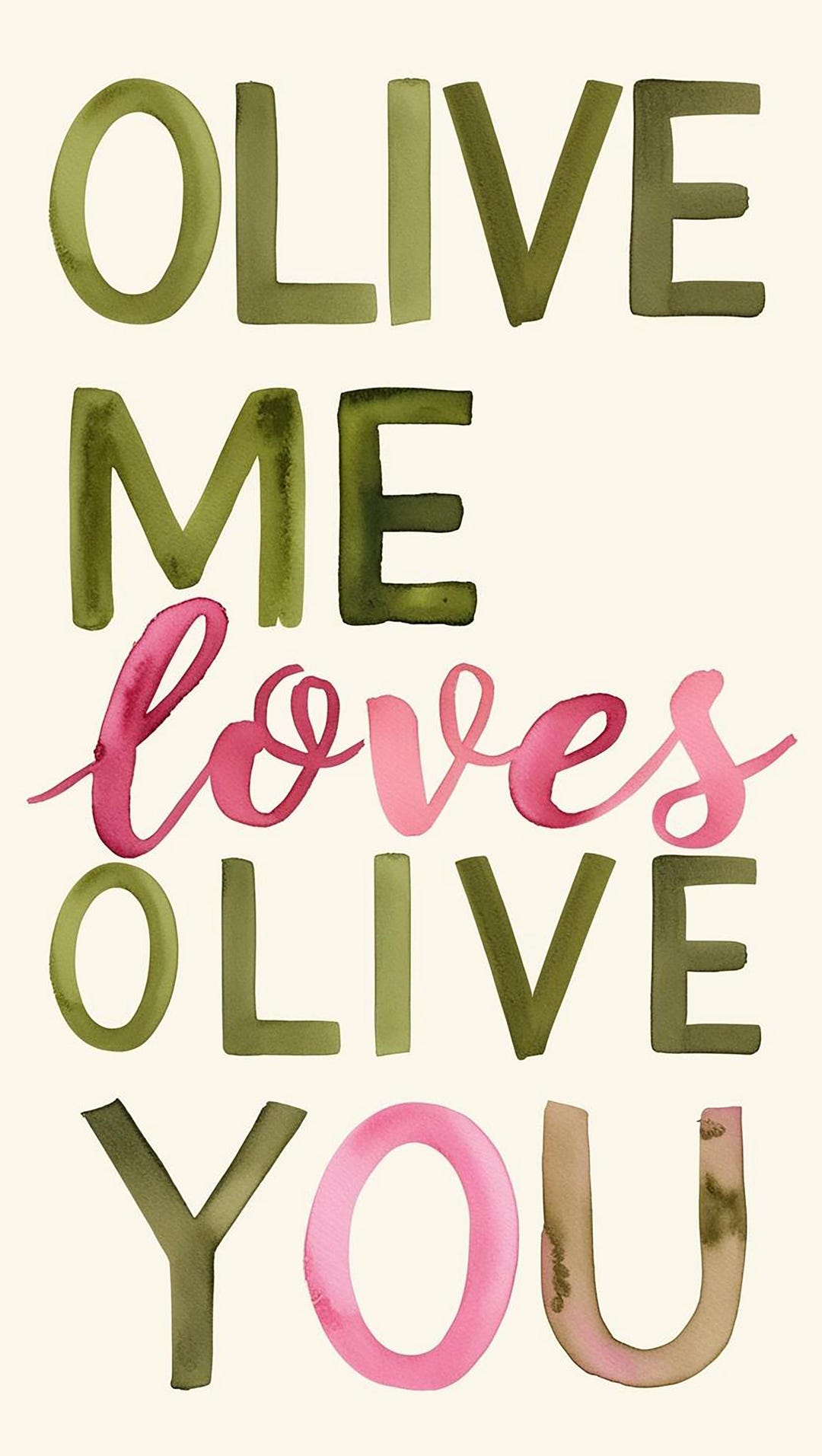 Olive Me Loves Olive You - Minimalist Digital Wall Art - Etsy