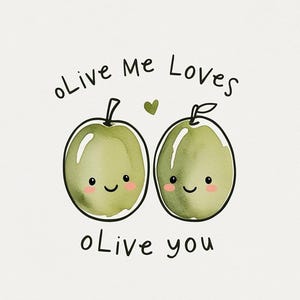 Olive Me Loves Olive You - Cute Digital Art Print – Printable Wall Art ...