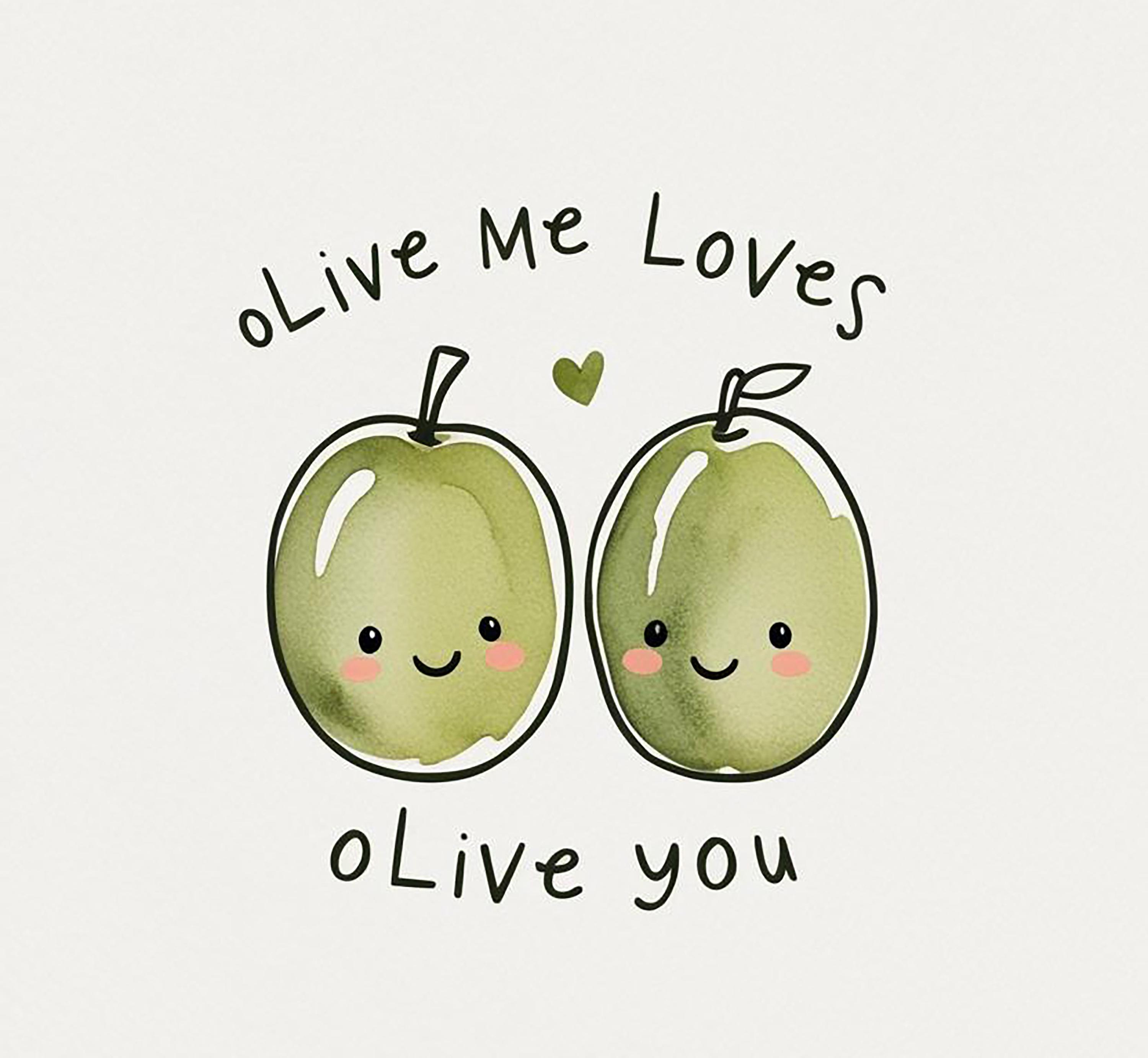 Olive Me Loves Olive You - Cute Digital Art Print – Printable Wall Art ...