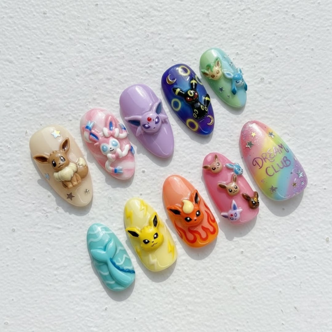 Anime 3D Press on Nails | Cute Chibi Cartoon Nail Art | Handmade Kawaii ...