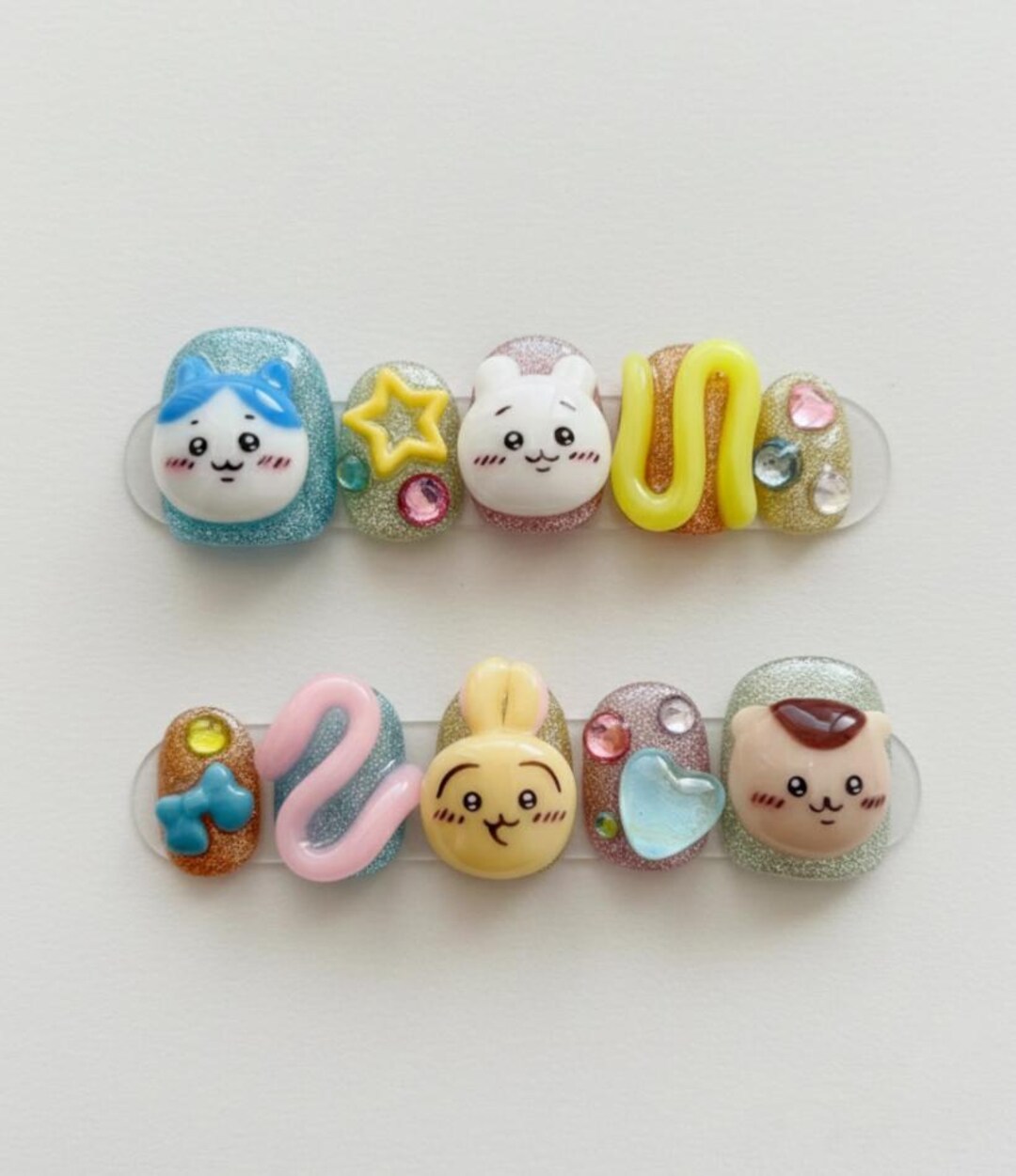 3D Chiikawa Press on Nails | Kawaii Anime Nail Art - Etsy
