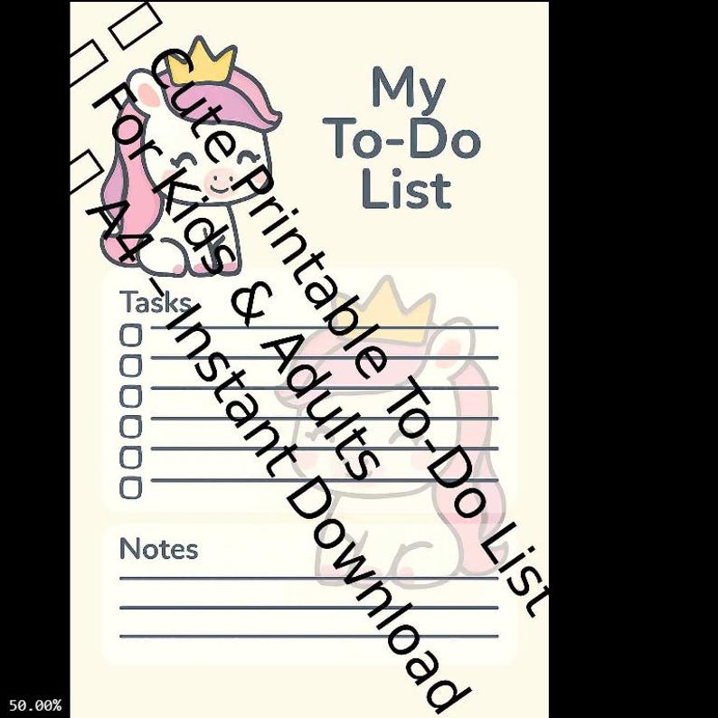 5 Kawaii Princess to Do List Printable for Kids and Adults A4 Cute Task ...