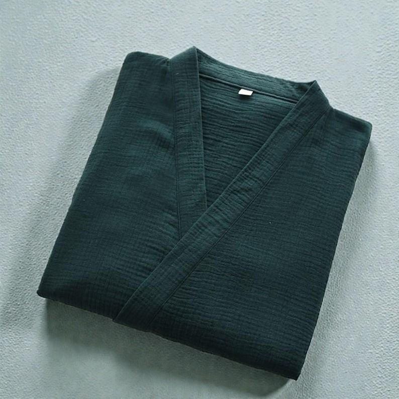 Minimalist Cotton Gauze Robe for Couples, Unisex Soft Cotton Bathrobe ...