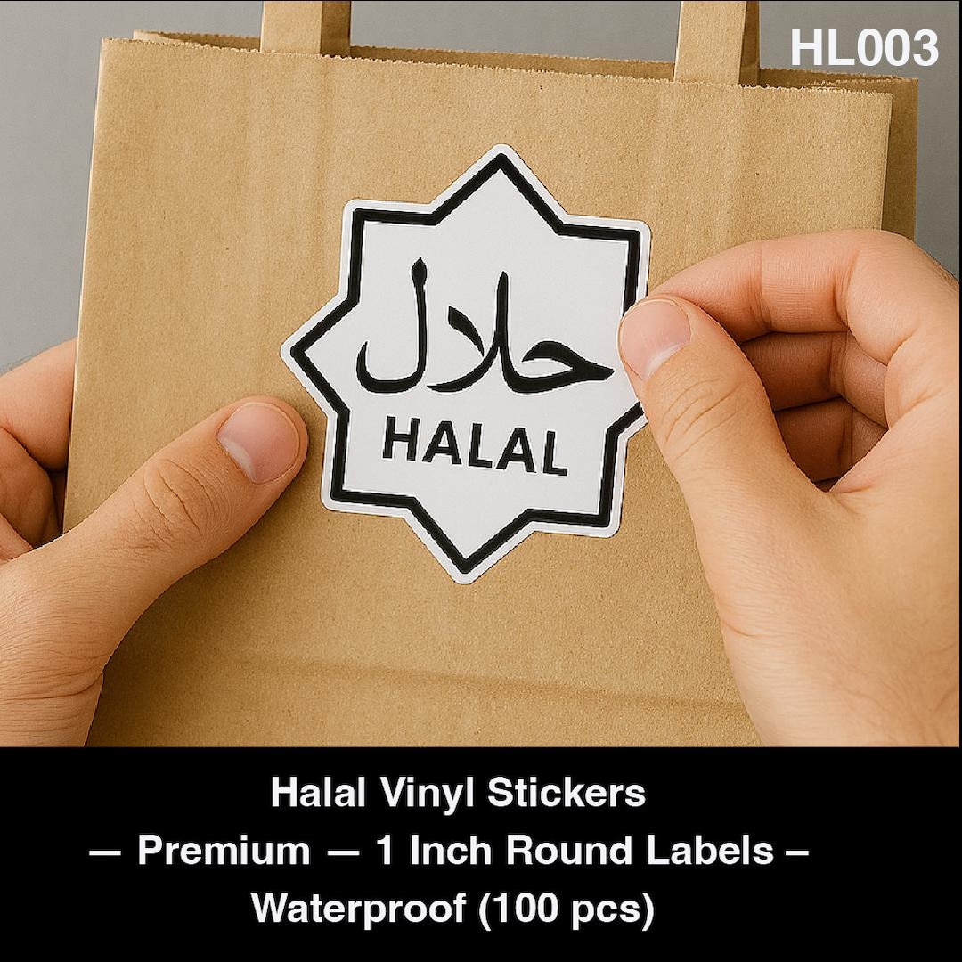 Halal Vinyl Stickers – 1 Inch Round Labels – Waterproof (100 Pcs) - Etsy