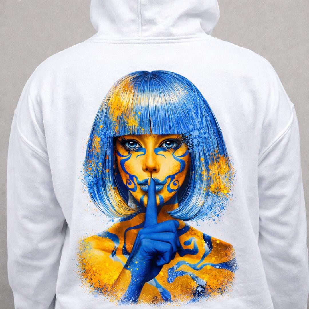 Blue Gold Pop Art Portrait, Shhh Girl Sublimation Design (digital ...