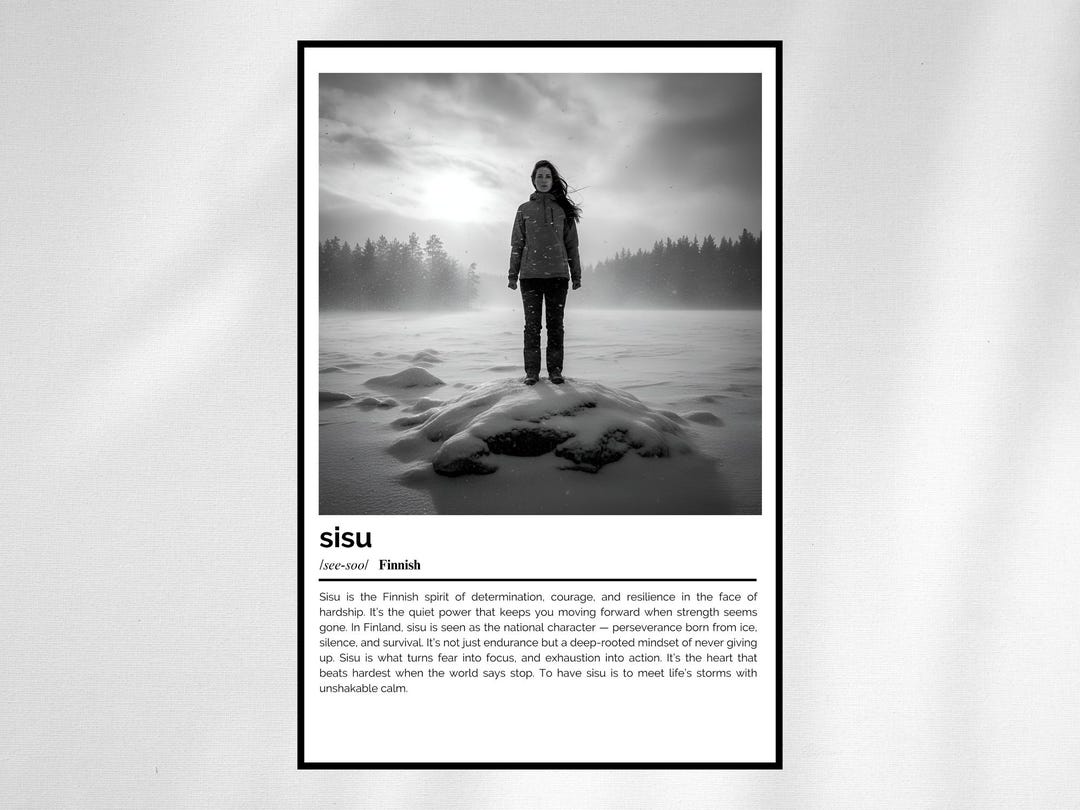 Sisu Definition Print – Finnish Word Art – Black and White Minimalist ...