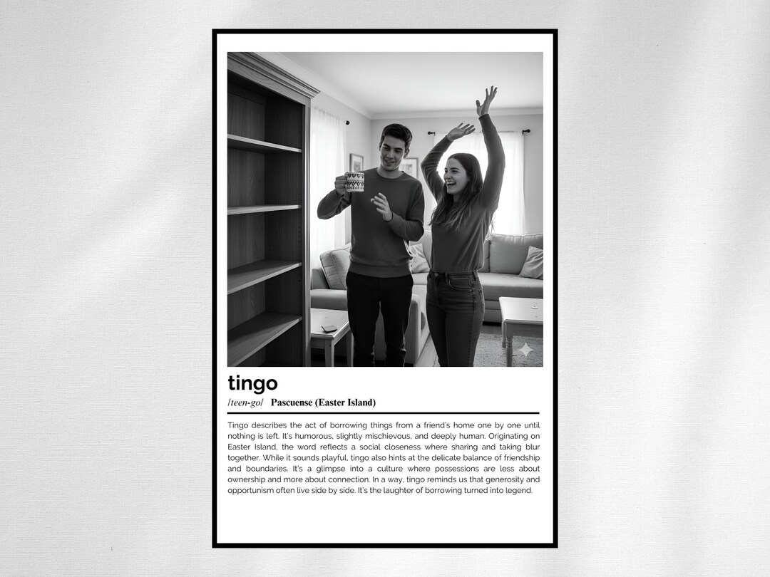 Tingo Definition Print – Pascuense Word Art – Black and White ...