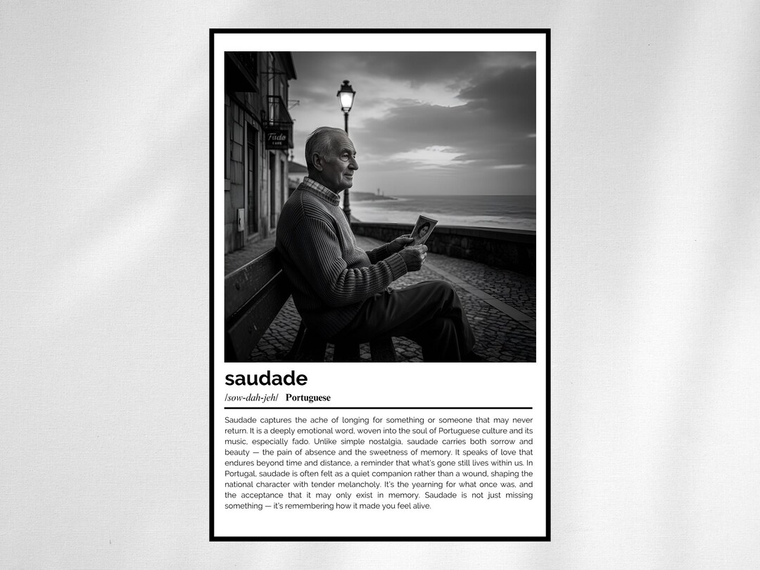 Saudade Definition Print – Portuguese Word Art – Black and White ...