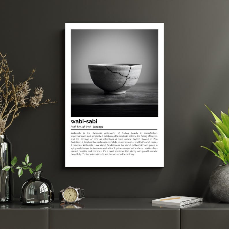 Wabi Sabi Definition Print – Japanese Zen Word Art – Black and White ...
