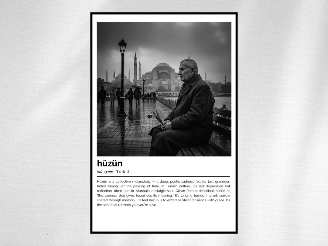 Hüzün Definition Print – Turkish Word Art – Black and White Minimalist ...