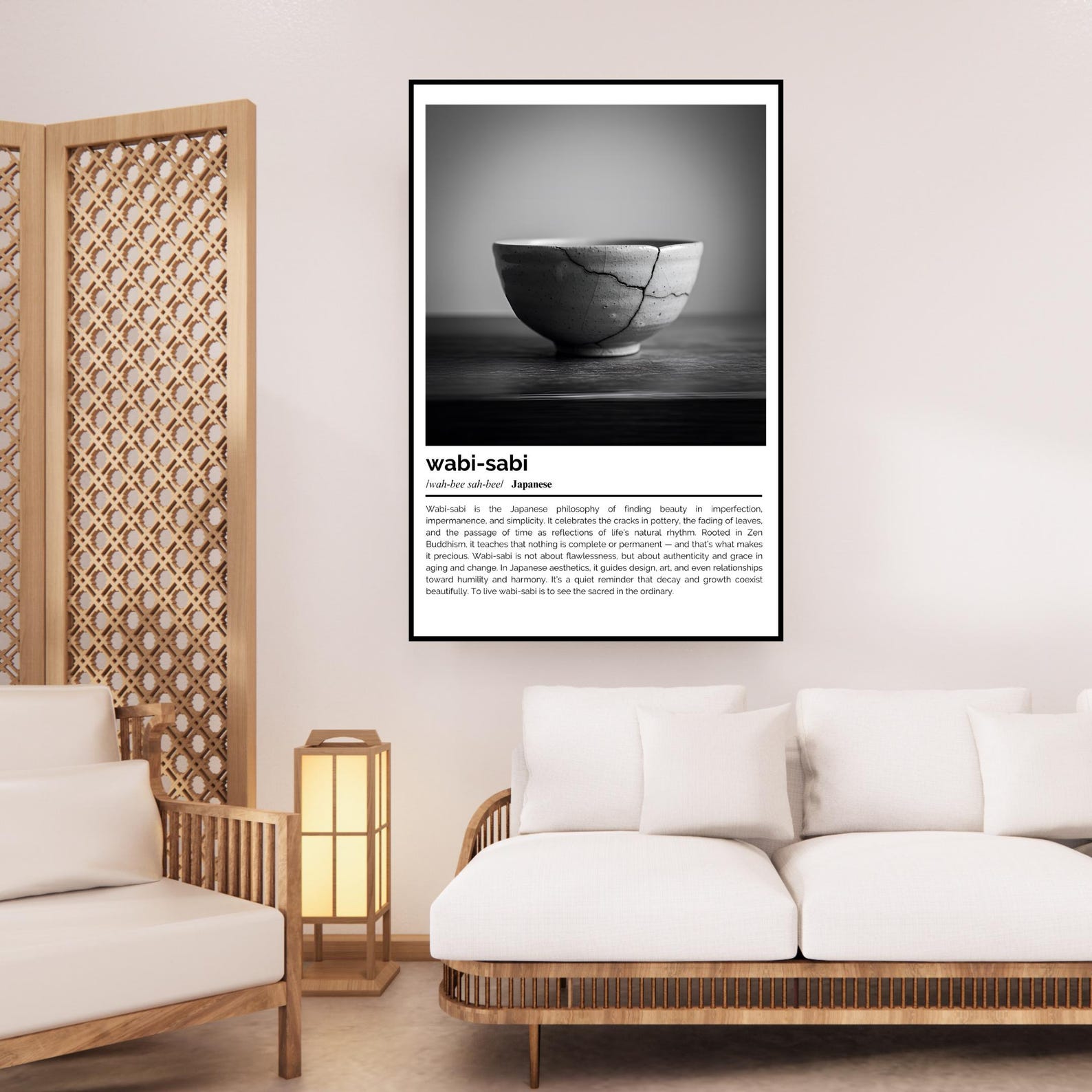 Wabi Sabi Definition Print – Japanese Zen Word Art – Black and White ...