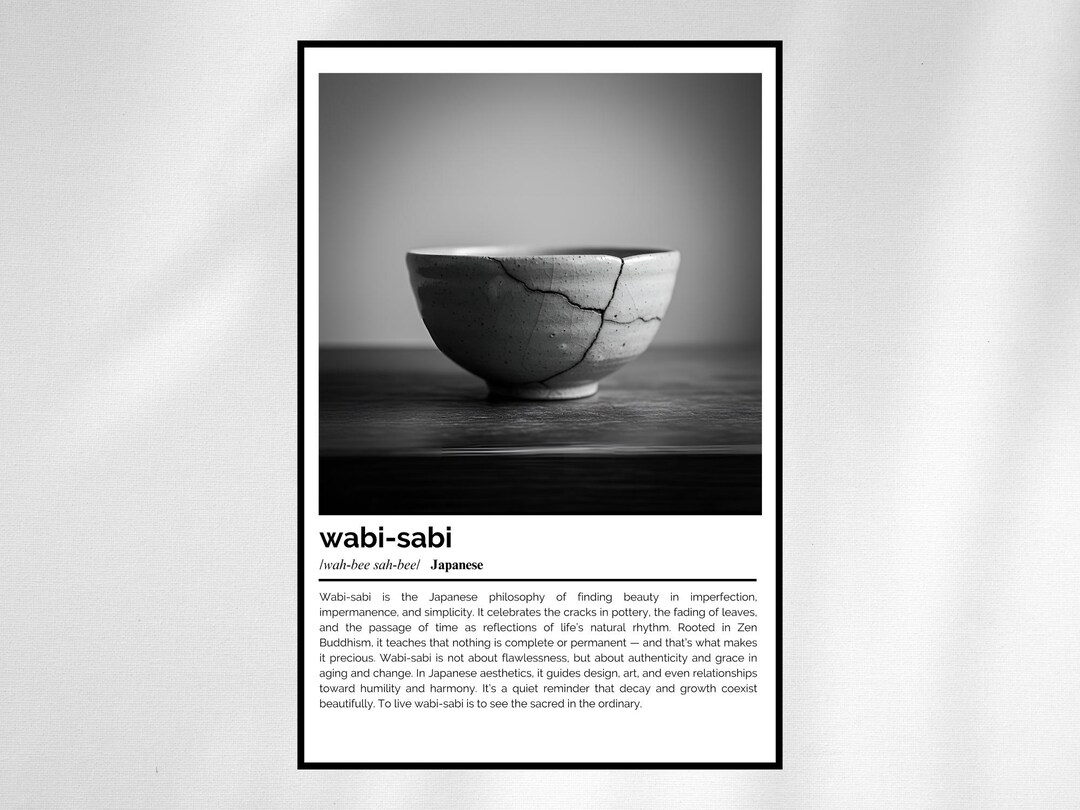 Wabi Sabi Definition Print – Japanese Zen Word Art – Black and White ...