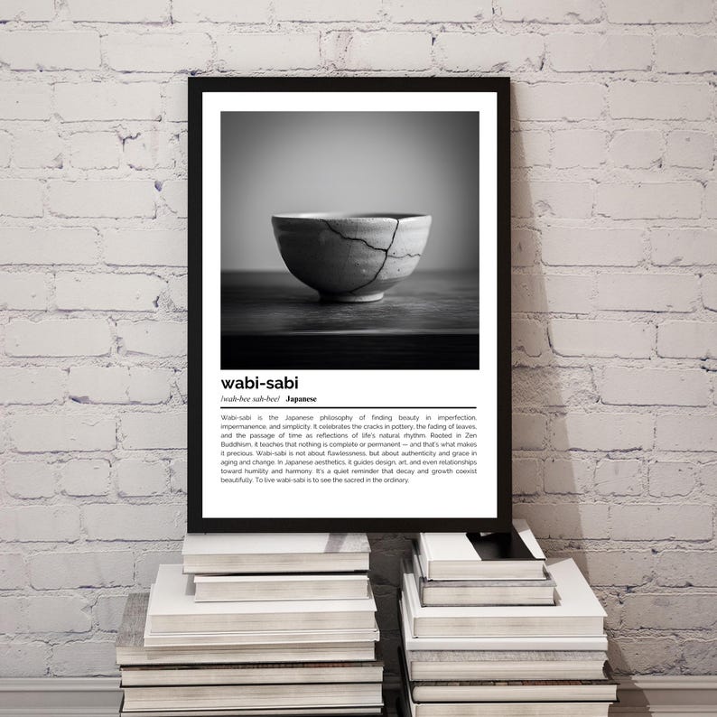 Wabi Sabi Definition Print – Japanese Zen Word Art – Black and White ...