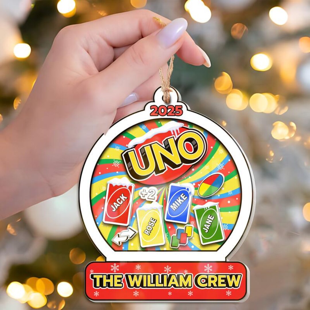Personalized Uno Card Game Shaker Ornament, Famous Board Game Christmas ...