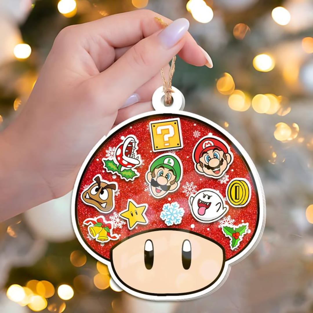 Super Mario Christmas Shaker Ornament, Super Mario Characters Shaker ...