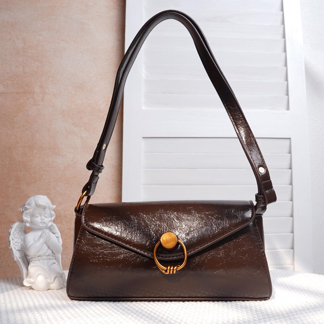 Brown Shoulder Bag, Handmade Leather Purse, Unique Buckle Detail ...