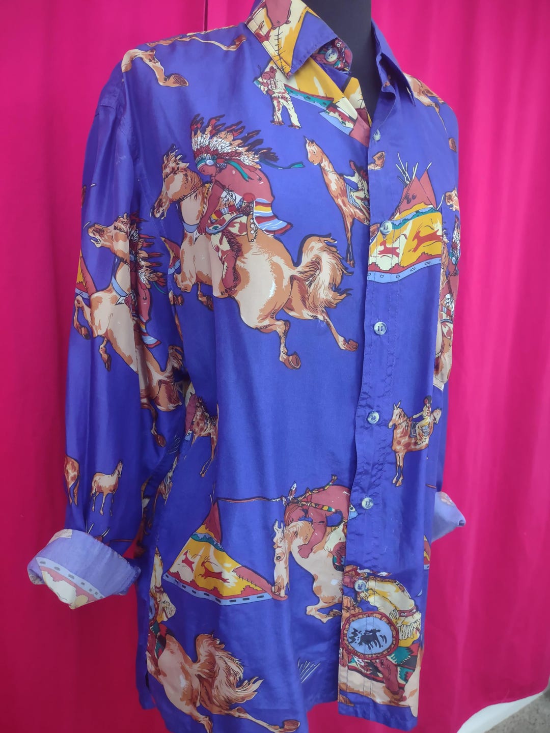 Vintage Silk Horse Print Blouse - Etsy