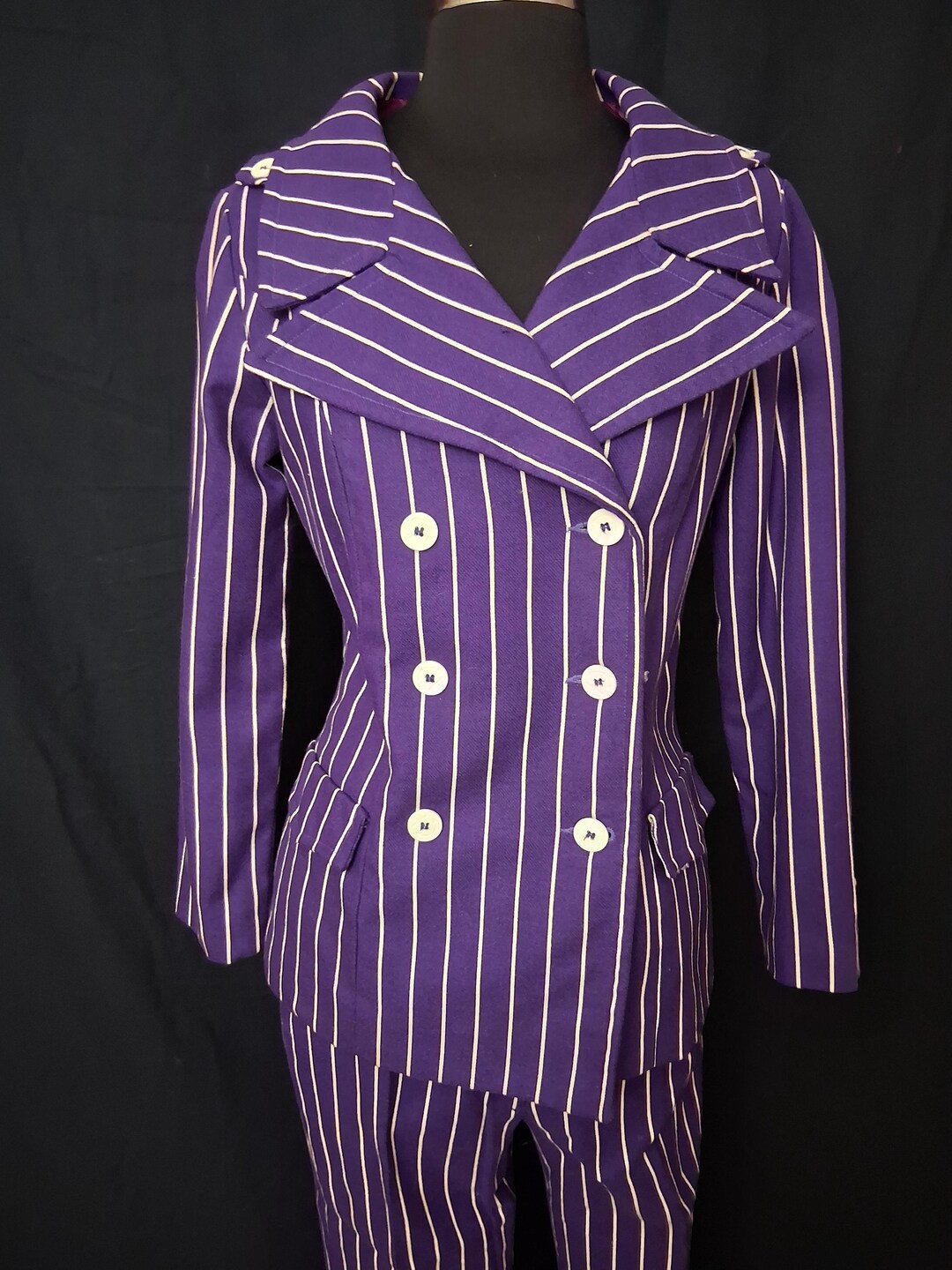 Purple Pinstripe Exaggerated Collar Suit Set by Wippette - Etsy