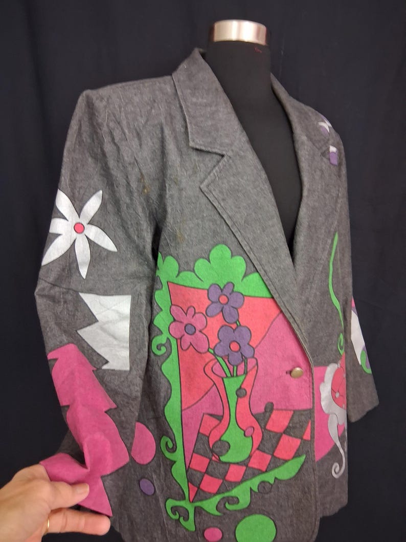 Funky 1980s Denim Oversized Blazer - Etsy