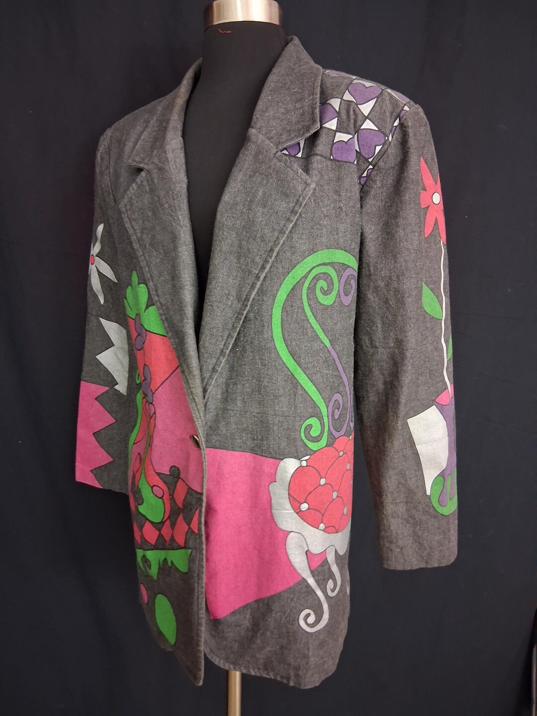 Funky 1980s Denim Oversized Blazer - Etsy