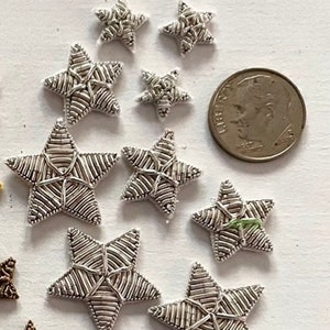 2 Pcs Tiny Gold & Silver Metallic Bullion Stars Applique 3/8” 5/8" 7/8 ...