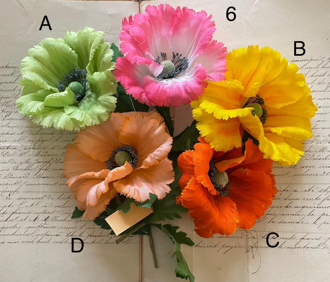 Fantastic Antique Vintage Poppy in Many Colors Millinery Hat Flower ...