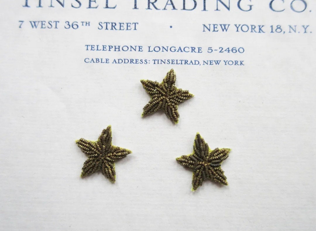 3 Vintage Dark Gold Metallic Bullion Stars Applique 3/4" - Etsy