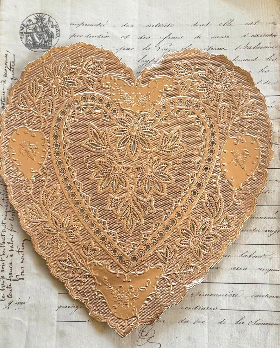 2 Vintage Extra Large Gold Metallic Dresden Paper Foil Doily Diecut ...