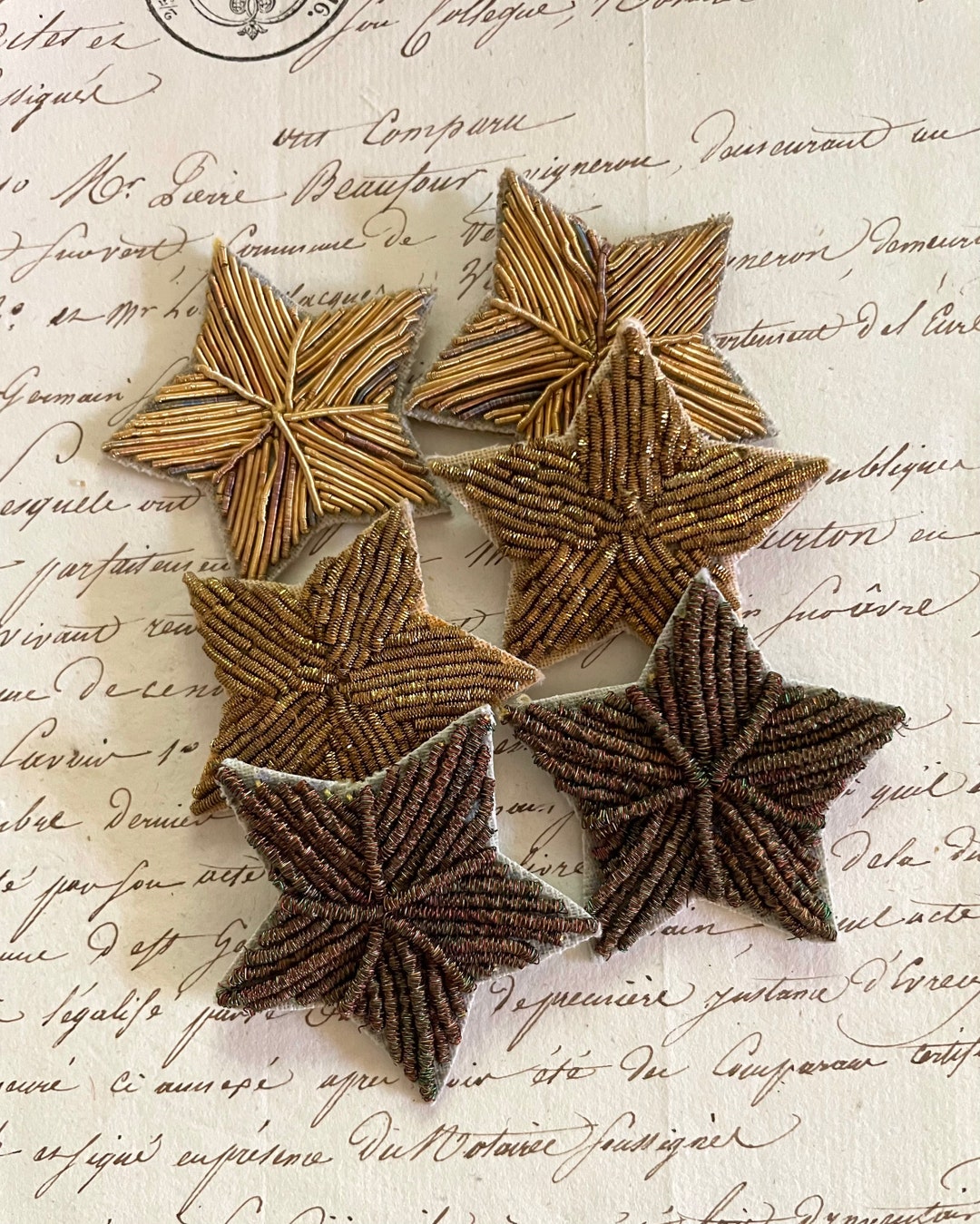 Vintage Metallic Bullion Stars Applique Asst Colors - Etsy