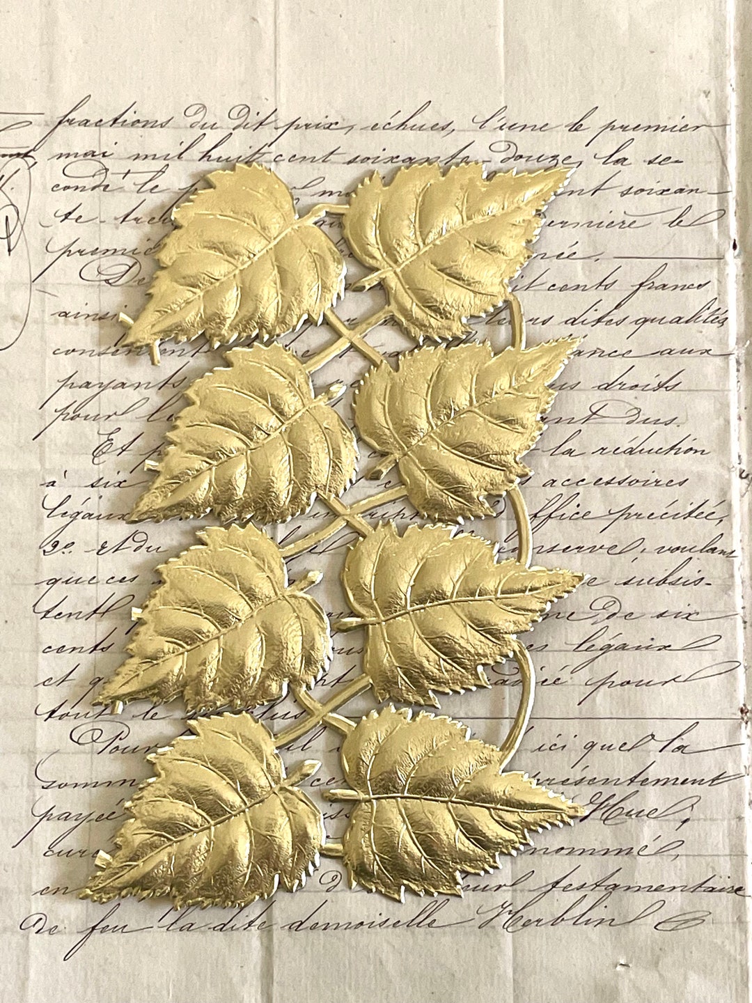 8 Gold Dresden Paper Foil Birch Leaves Diecut Victorian Scrap - Etsy