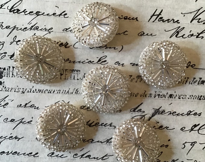 6 Vintage Silver Glass Bugle Bead Buttons With Metal Shank - Etsy