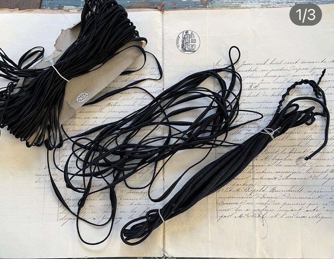 3 Styles 1 Yard Rare Vintage Antique French Black Coronation Bump Cord ...