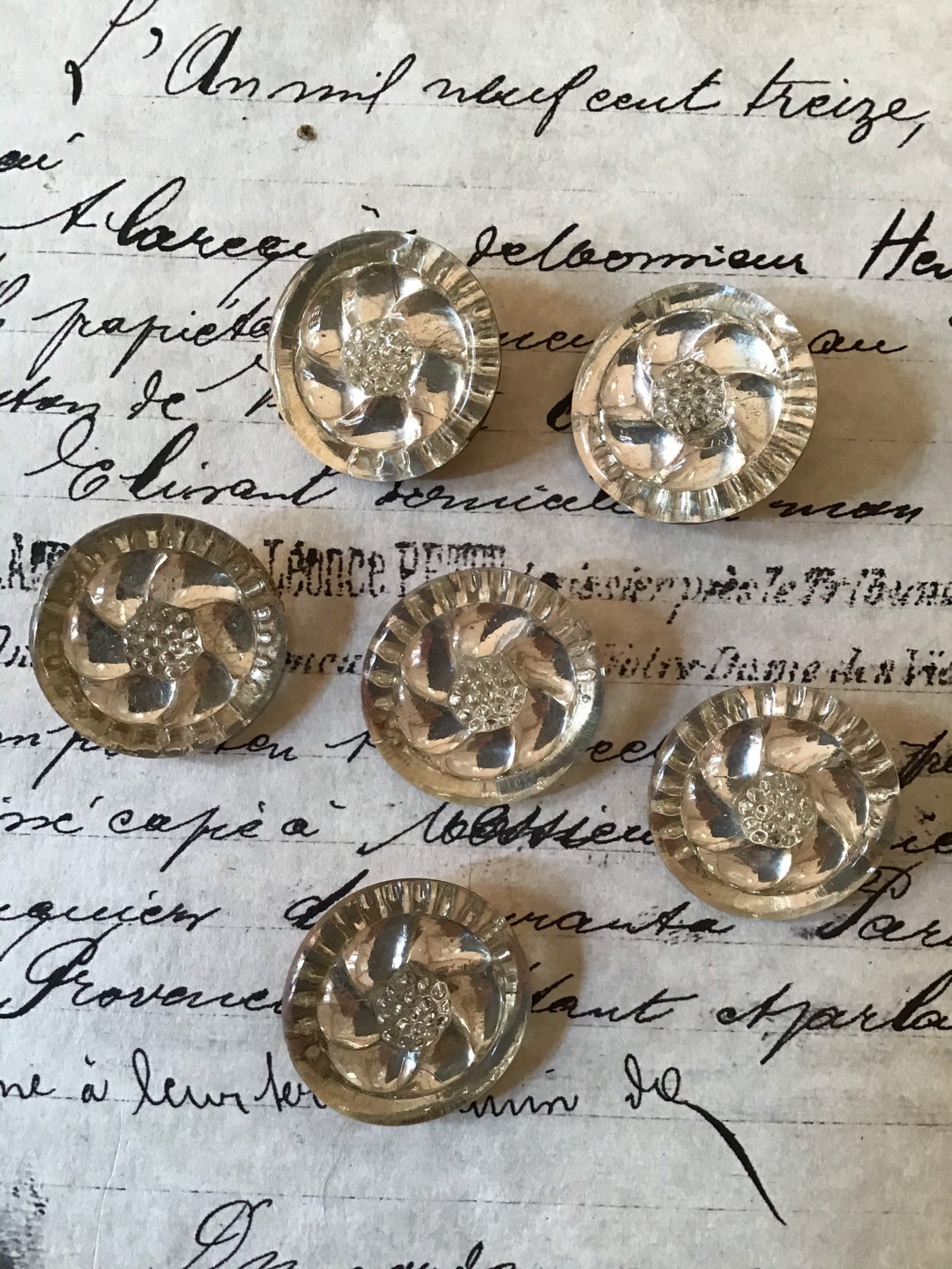6 Pcs Vintage Antique Crystal Glass Mirror Buttons - Etsy